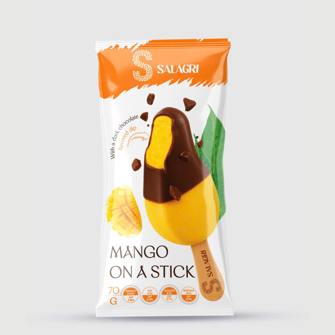 Frozen Mango on a Stick with Black Chocolate | SALAGRI Fruit